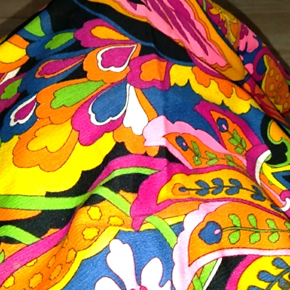 1960's Peter Max Style Pattern Cotton *M Skirt In Nev… - Gem